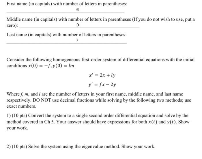Solved First name (in capitals) with number of letters in | Chegg.com