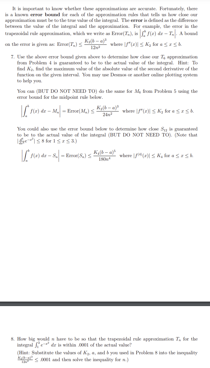 It is important to know whether these approximations | Chegg.com