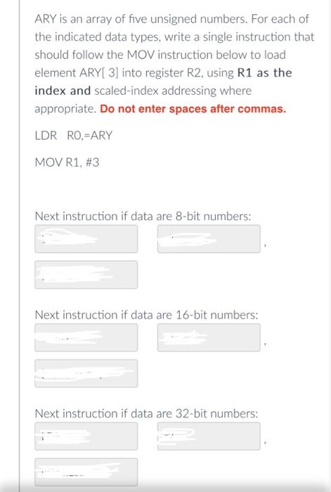 Solved Array A contains three 8-bit numbers. Complete each | Chegg.com