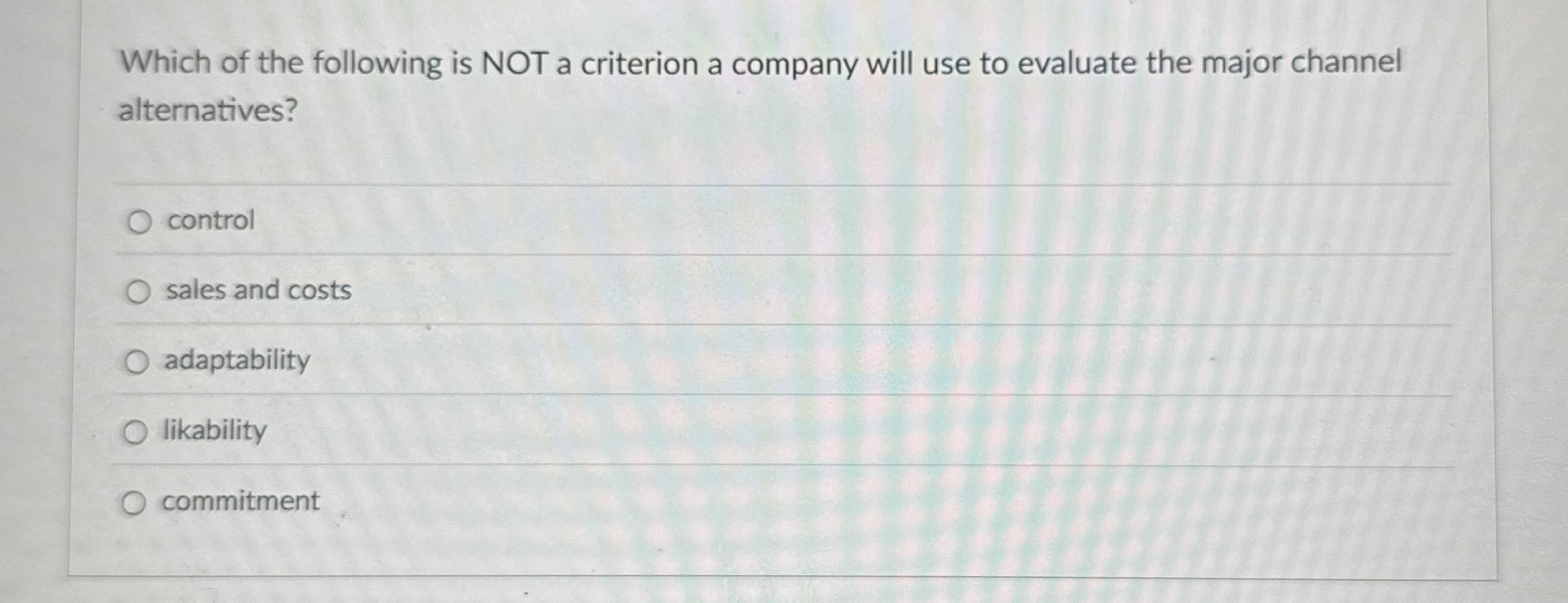 Solved Which of the following is NOT a criterion a company | Chegg.com