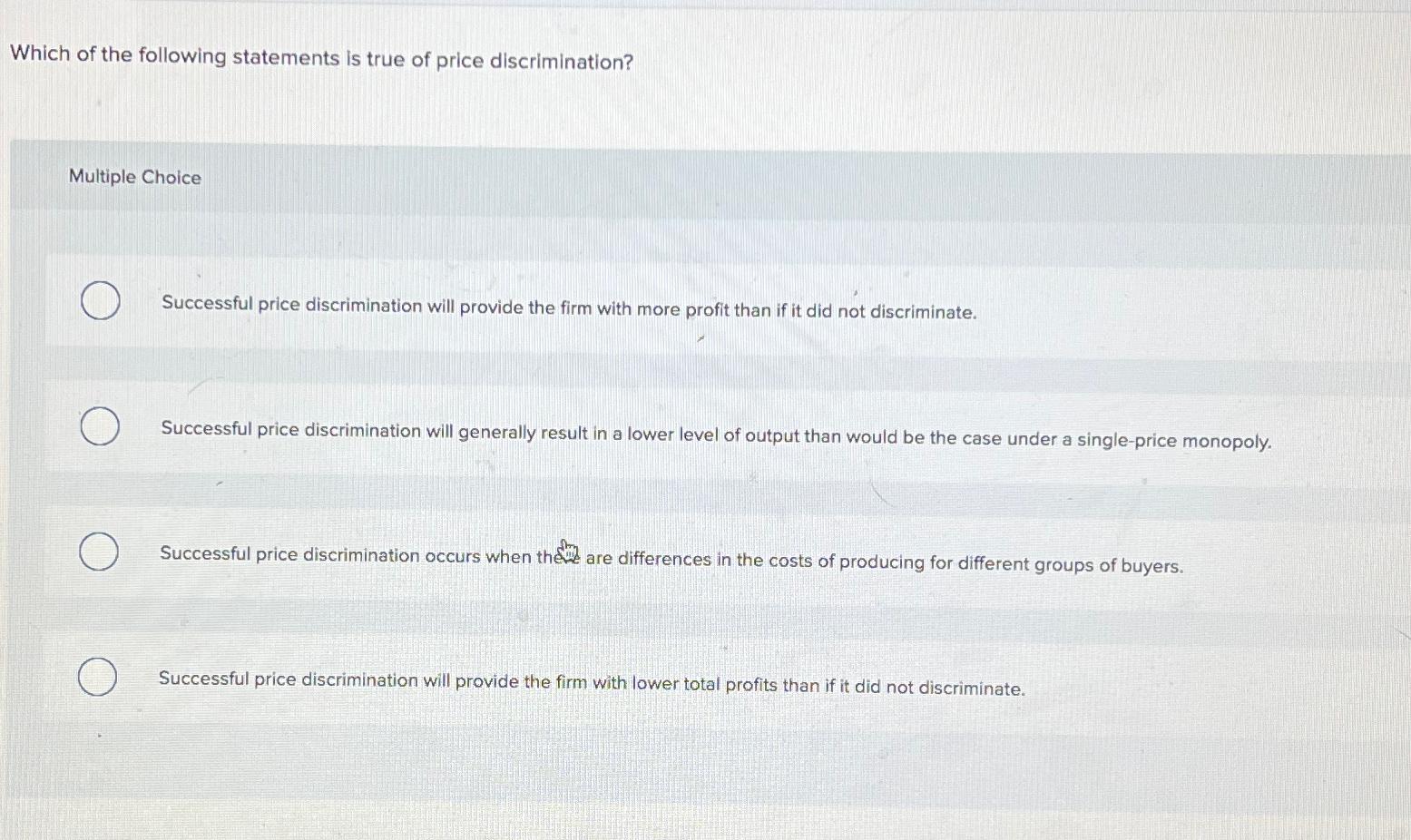 Solved Which of the following statements is true of price | Chegg.com