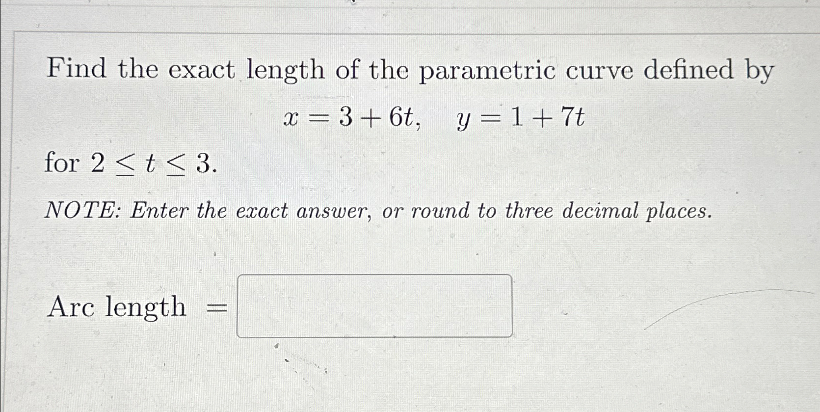 Solved Find the exact length of the parametric curve defined | Chegg.com