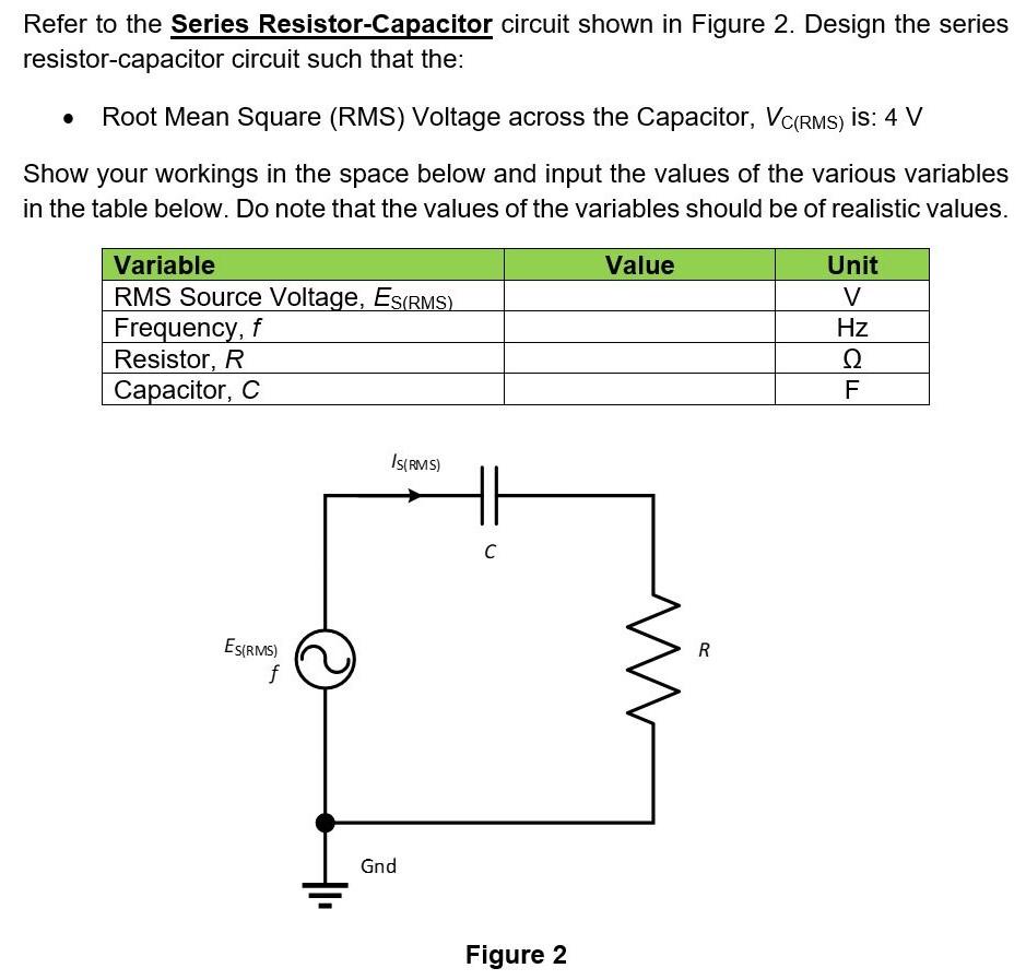 Solved Refer to the Series Resistor-Capacitor circuit shown | Chegg.com