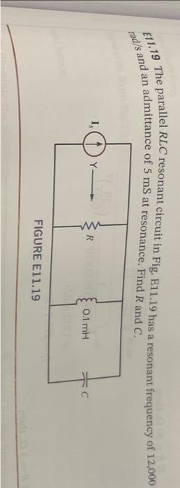Solved E11.19 The parallel RLC resonant circuit in Fig. | Chegg.com