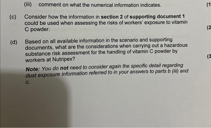 Solved (iii) comment on what the numerical information | Chegg.com