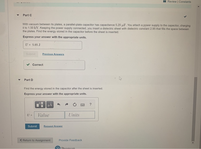 Solved Review Constants Part C With vacuum between its | Chegg.com