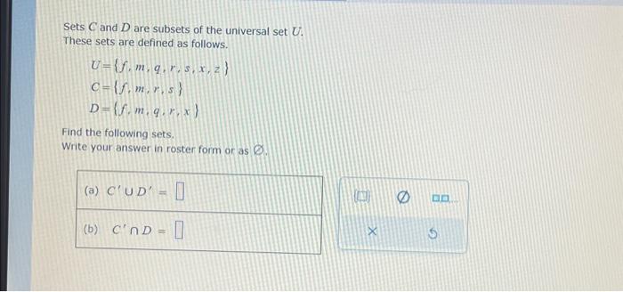 Solved Sets C and D are subsets of the universal set U. | Chegg.com