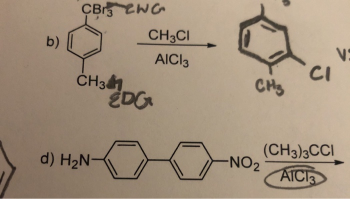 Solved CBr3 CWC CH3CI b) V CI CHS AICI3 CH31 DG (CH3)3CCI | Chegg.com