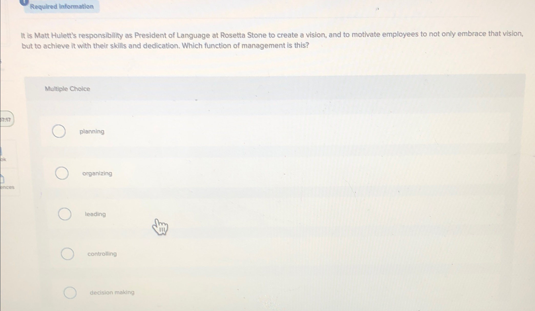Solved Required InformationIt is Matt Hulett's | Chegg.com