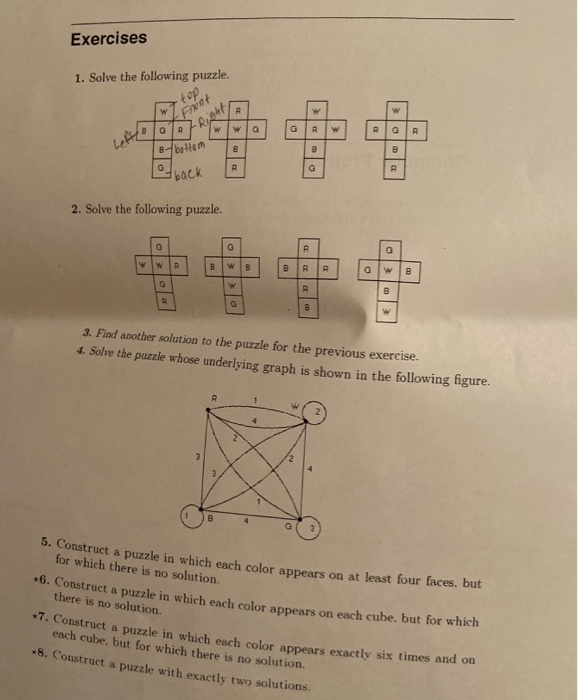 Exercises 1. Solve the following puzzle. 20 www O RW | Chegg.com