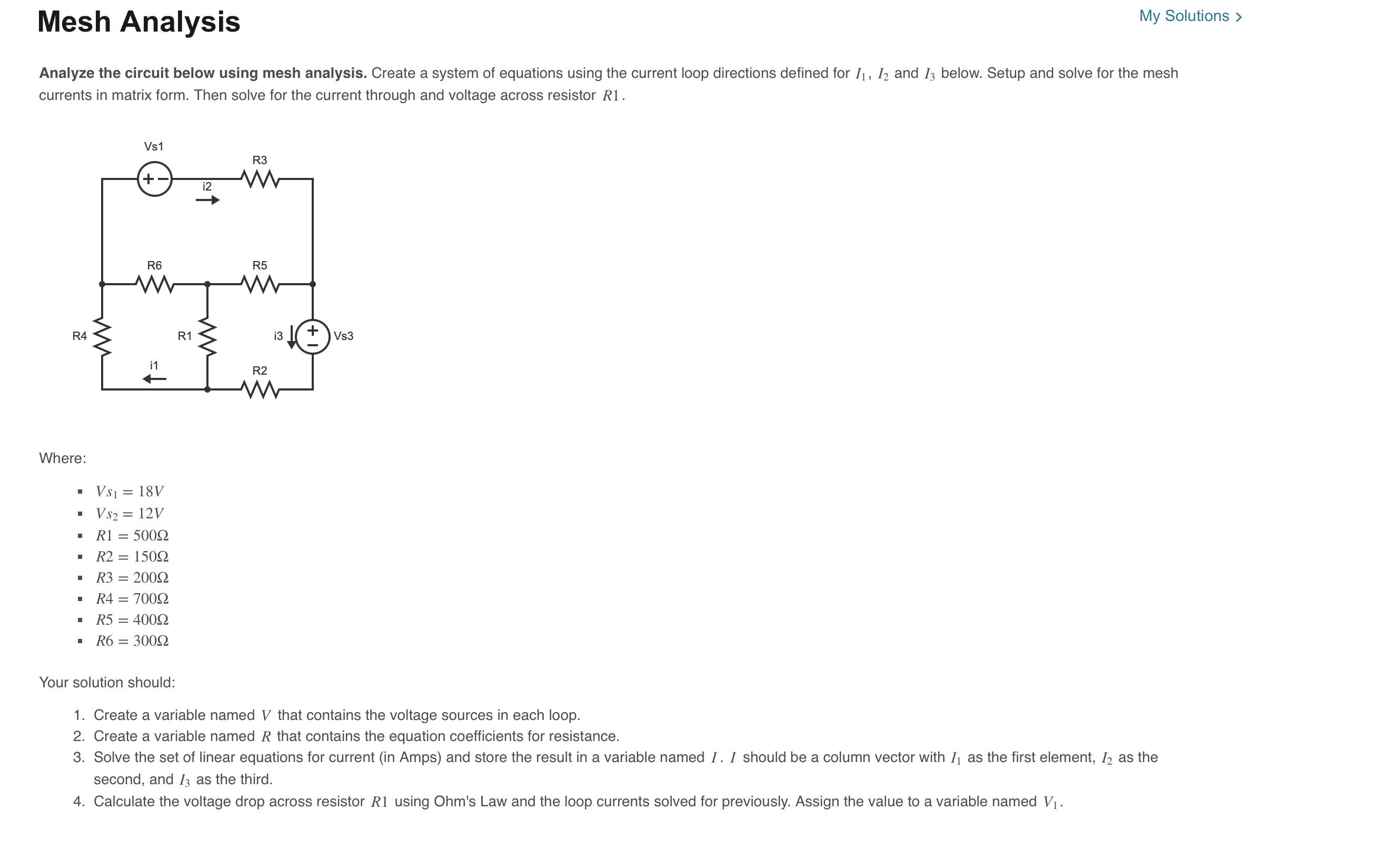 Solved MATLAB CODE PLEASEMesh AnalysisAnalyze the circuit | Chegg.com