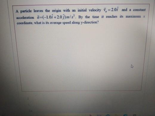 Solved A particle leaves the origin with an initial velocity | Chegg.com