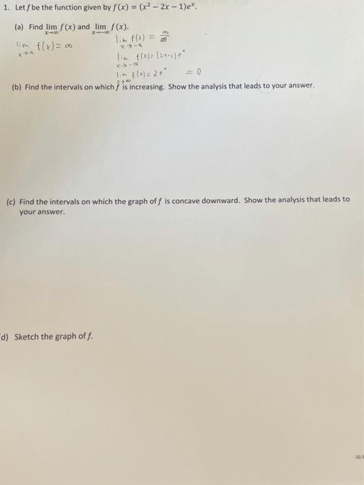 Solved 1. Let f be the function given by f(x) = (x2 - 2x - | Chegg.com