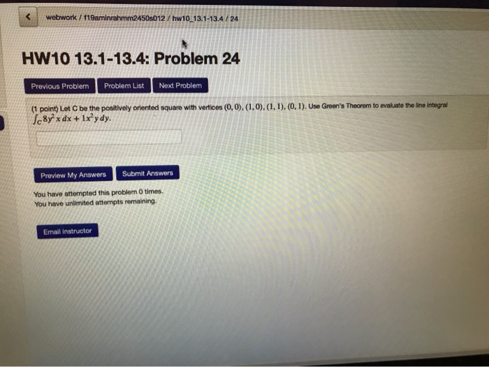 Solved webwork / f19aminrahmm2450s012/hw10 13.1-13.4/24 HW10 | Chegg.com
