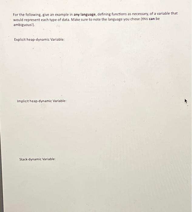 Solved Indicate when these bindings occurs in the C | Chegg.com