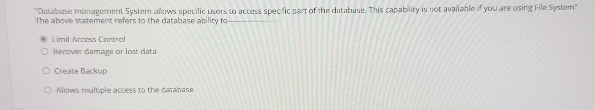 "Database management System allows specific users to | Chegg.com