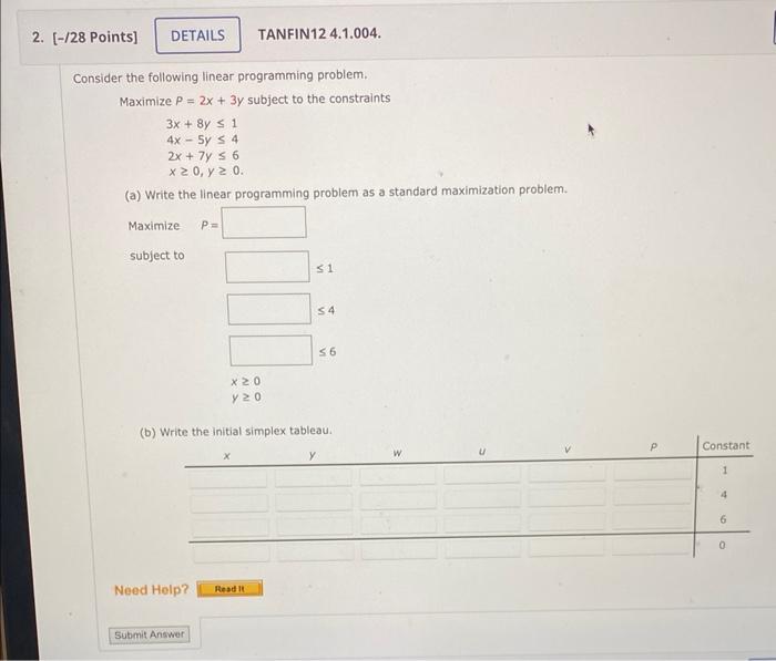 Solved Consider the following linear programming problem. | Chegg.com