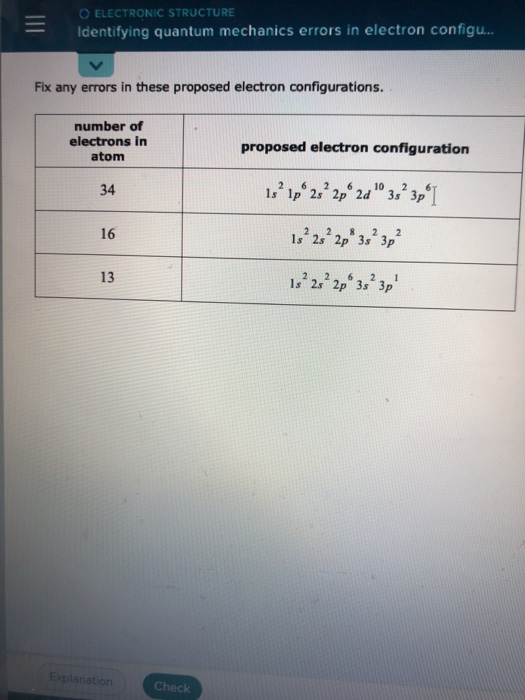 Solved O ELECTRONIC STRUCTURE Identifying quantum mechanics | Chegg.com