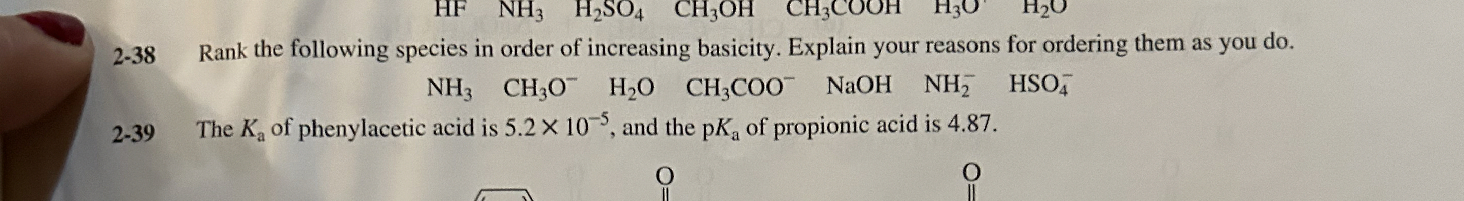Solved 2-38 ﻿Rank the following species in order of | Chegg.com