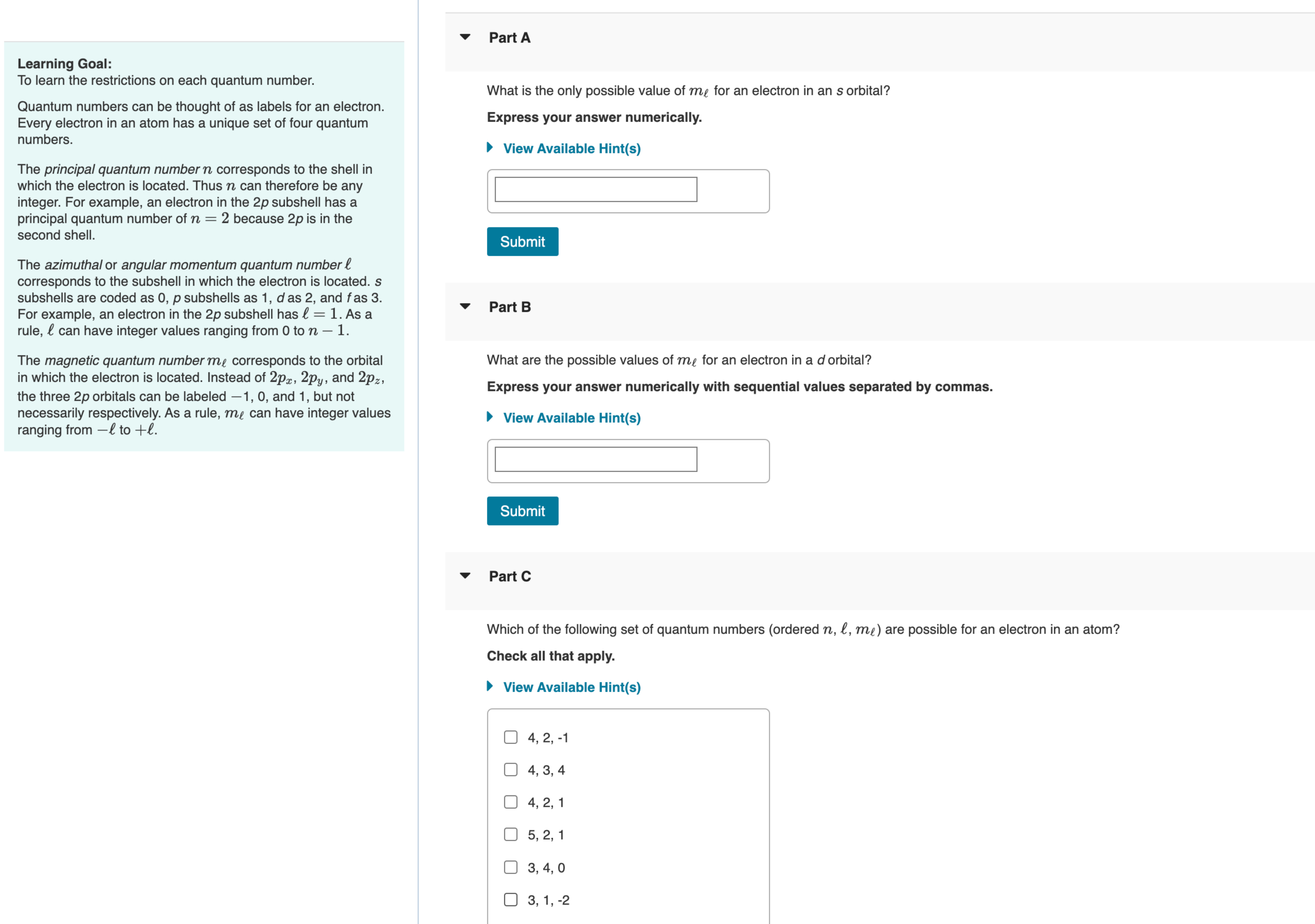 Solved Part ALearning Goal:To learn the restrictions on each | Chegg.com
