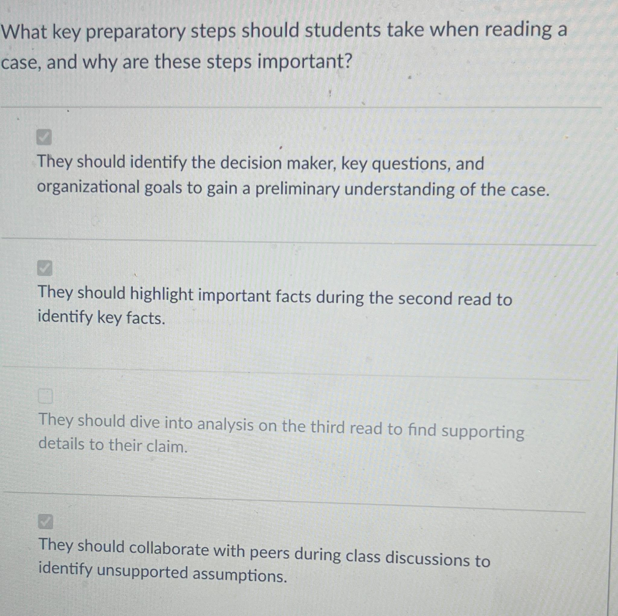 Solved What key preparatory steps should students take when | Chegg.com