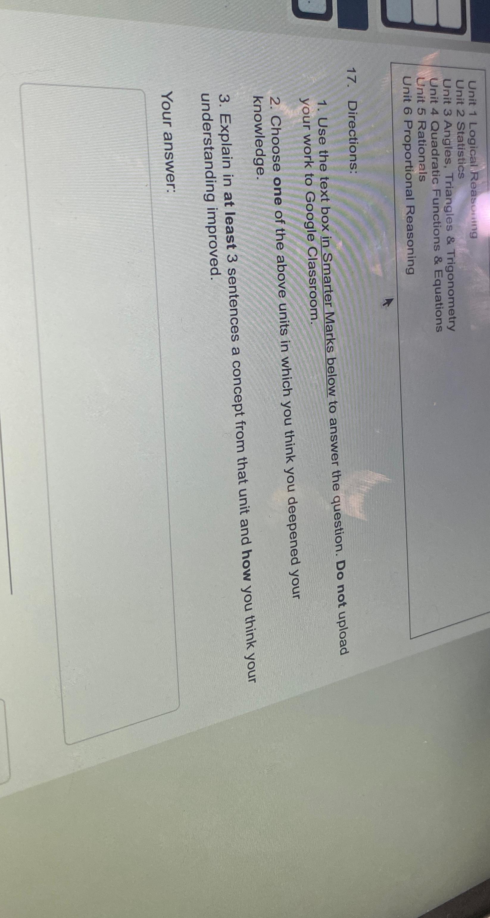 Solved Unit 1 ﻿Logical ReasoningUnit 2 ﻿StatisticsUnit 3 | Chegg.com