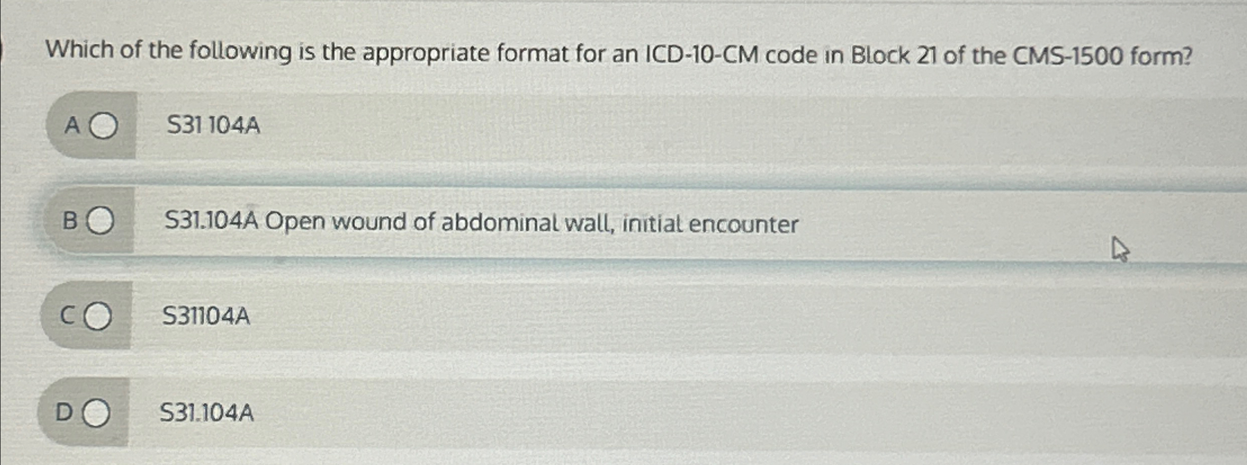 Solved Which of the following is the appropriate format for | Chegg.com
