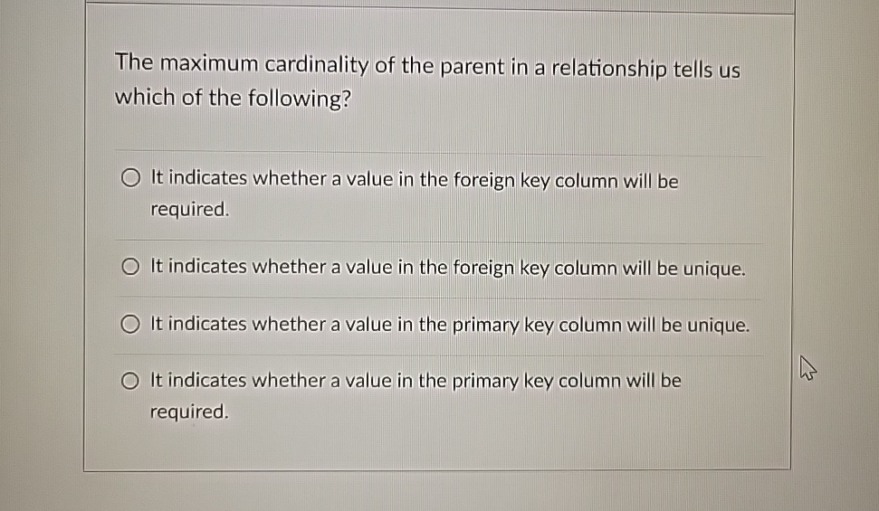 Solved The maximum cardinality of the parent in a | Chegg.com