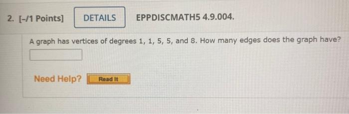 Solved 2. [-11 Points] DETAILS EPPDISCMATH5 4.9.004. A graph | Chegg.com
