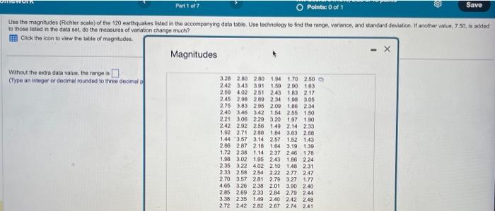Weheut the extra data valiae, tha range is (Type an | Chegg.com