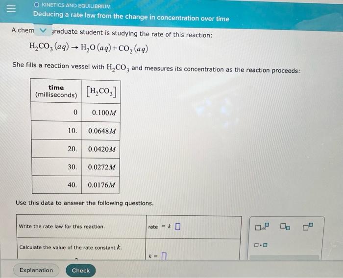Solved Deducing a rate law from the change in concentration | Chegg.com