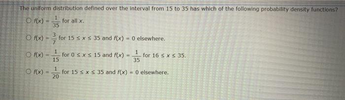 Solved The uniform distribution defined over the interval | Chegg.com