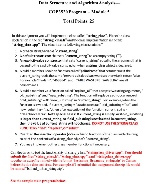 Solved Data Structure And Algorithm Analysis Cop3530