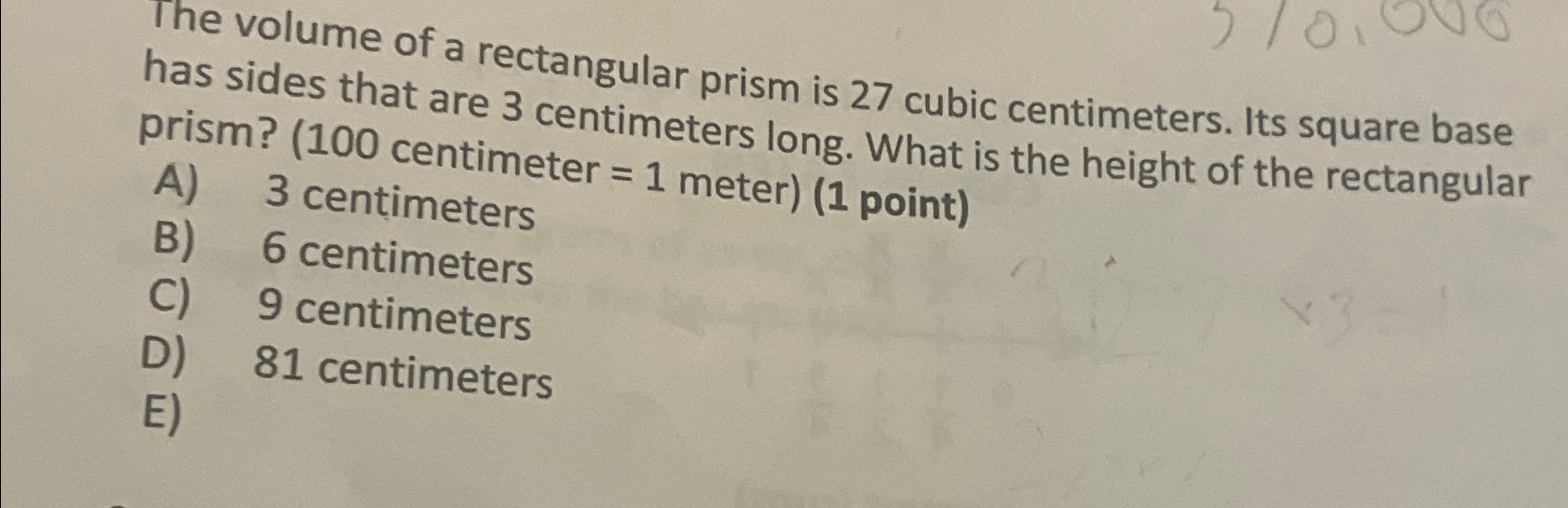 Solved The volume of a rectangular prism is 27 ﻿cubic | Chegg.com
