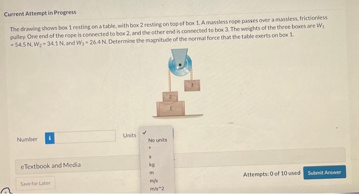 Solved The drawing shows box 1 resting on a table, with box | Chegg.com