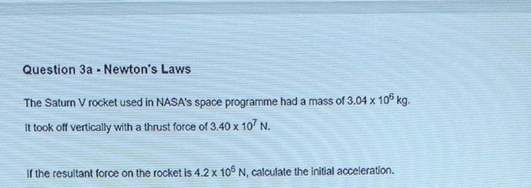 Solved of Question 3b - Newton's Laws The Saturn V rocket | Chegg.com