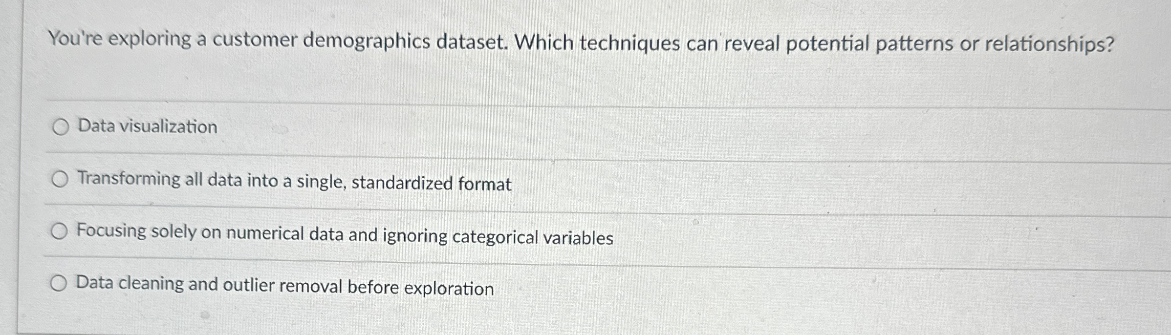 Solved You're exploring a customer demographics dataset. | Chegg.com