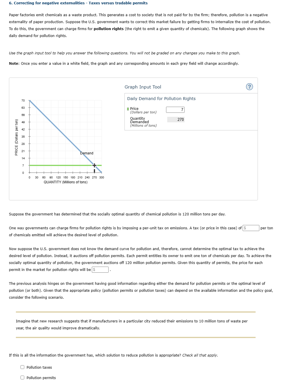 Solved Correcting for negative externalities - ﻿Taxes versus | Chegg.com