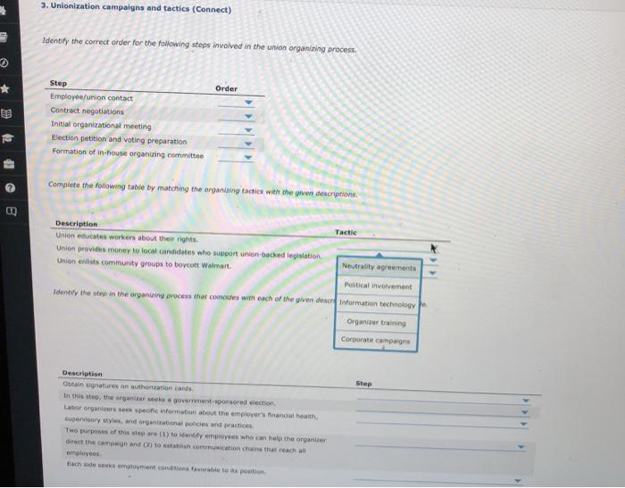 Solved 3. Unionization campaigns and tactics (Connect) | Chegg.com