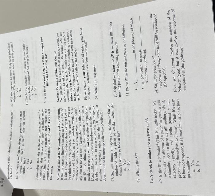 Solved Conceptual Work Sheets for Basic Stimulus Control | Chegg.com