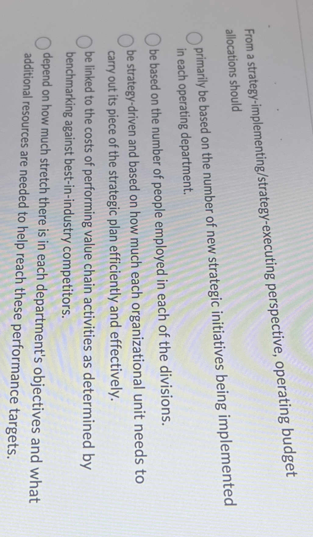 Solved From a strategy-implementing/strategy-executing | Chegg.com