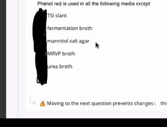 Solved Phenol red is used in all the following media except | Chegg.com