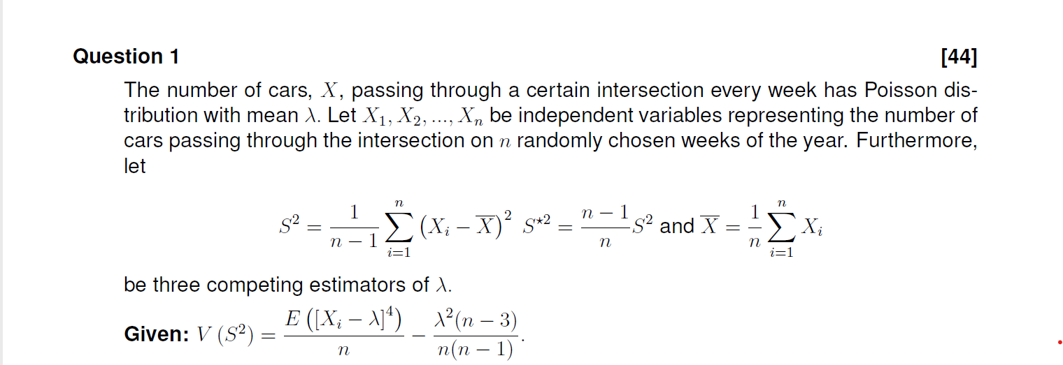 Solved Question 1[44]The number of cars, x, ﻿passing through | Chegg.com