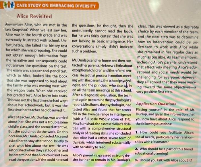 Remember Alice, who we met in the the questions, he | Chegg.com