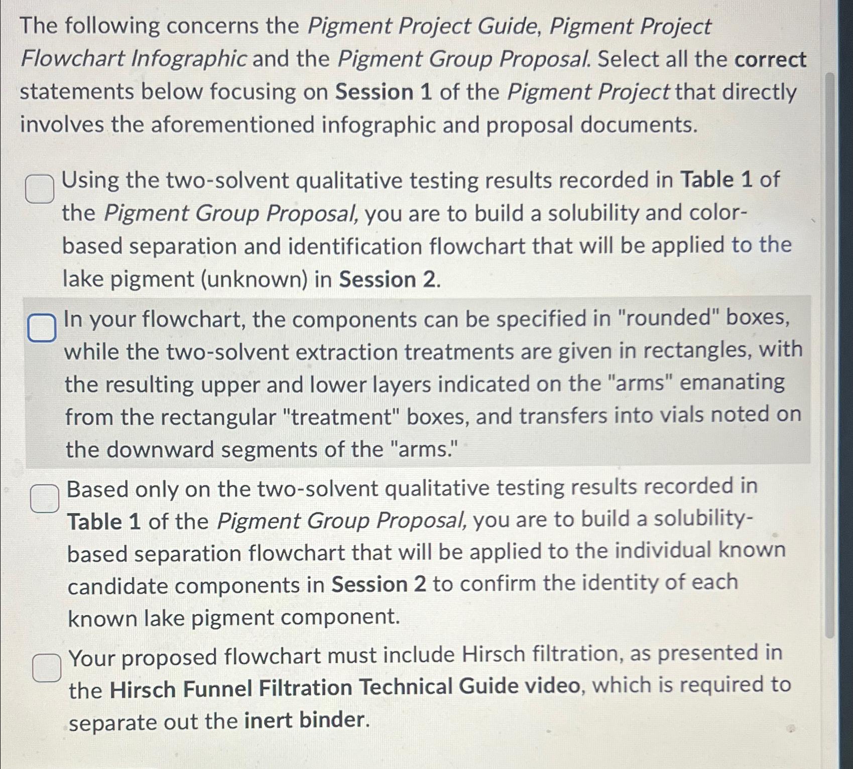 Solved The following concerns the Pigment Project Guide, | Chegg.com