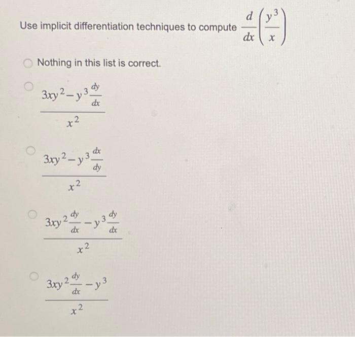 Solved Use implicit differentiation techniques to compute | Chegg.com
