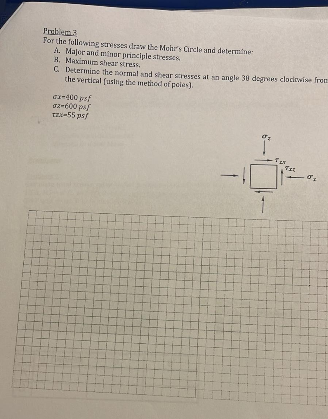 Problem 3For the following stresses draw the Mohr's | Chegg.com