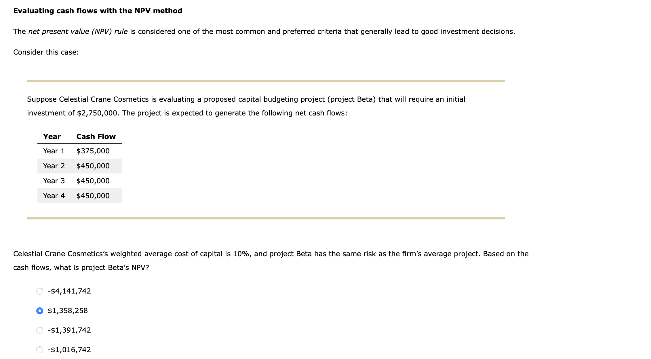 Solved Evaluating cash flows with the NPV methodThe net | Chegg.com