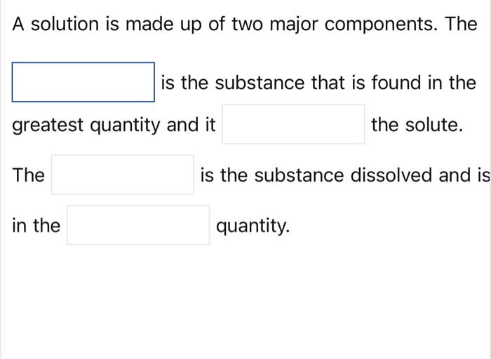 Solved A solution is made up of two major components. The | Chegg.com
