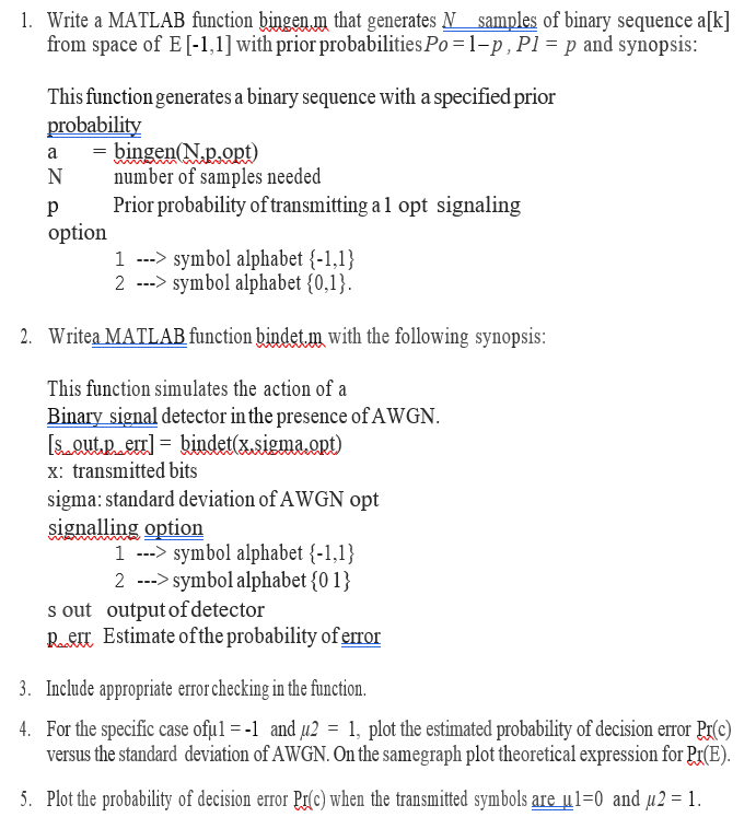 Solved Write a MATLAB function bingen mat generates N | Chegg.com